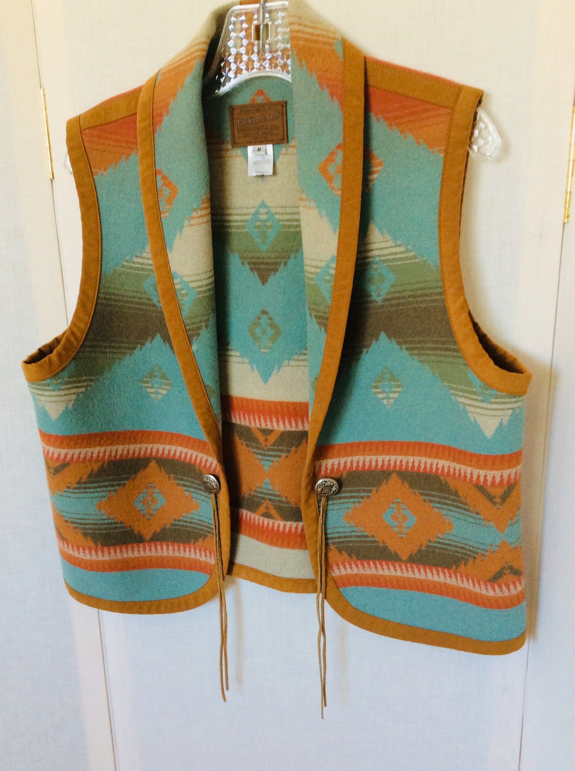 Vintage Pendleton Western Vest Wool Blanket Style Santa Fe Southwestern ...