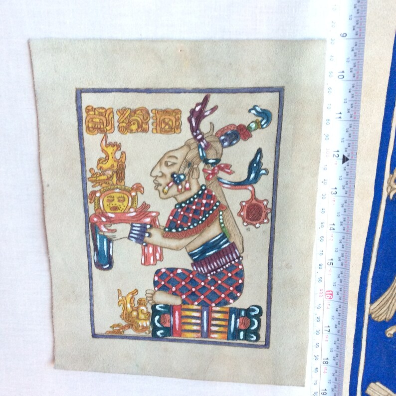 Aztec Maya Leather Painting Carving Carved Colorful Wall Decor - Etsy