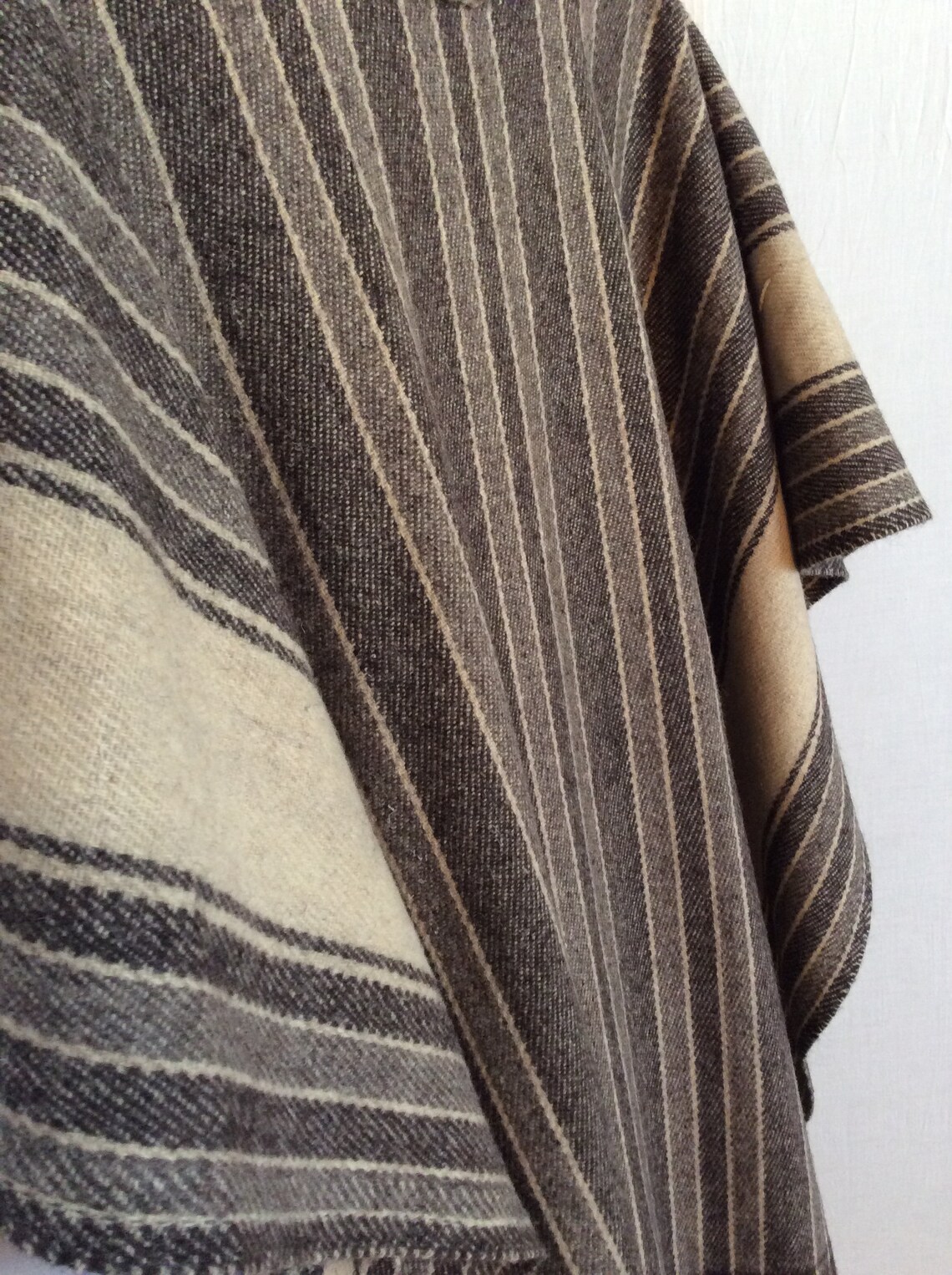 Long Sarape Wrap Coat Poncho Wool Vintage Neutral Colors Western ...