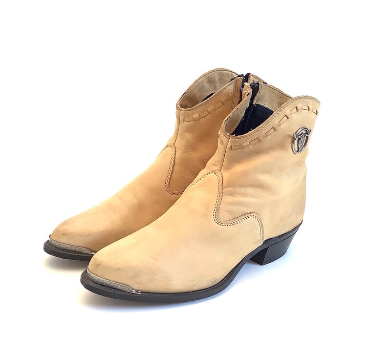 Verdaderas botas vintage de tacón bajo western talla cuero tostado 8 ...