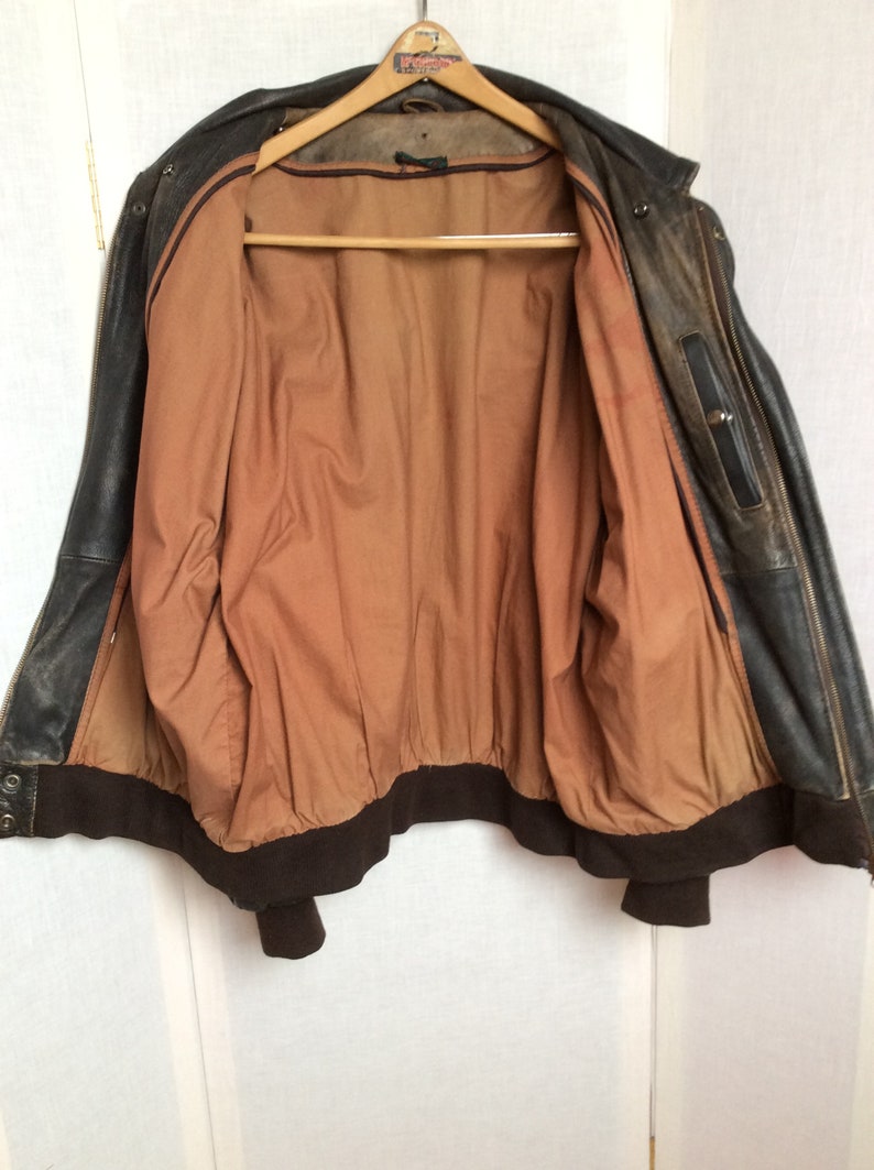 Distressed Leather Bomber Jacket Retro Vintage Medium Size - Etsy