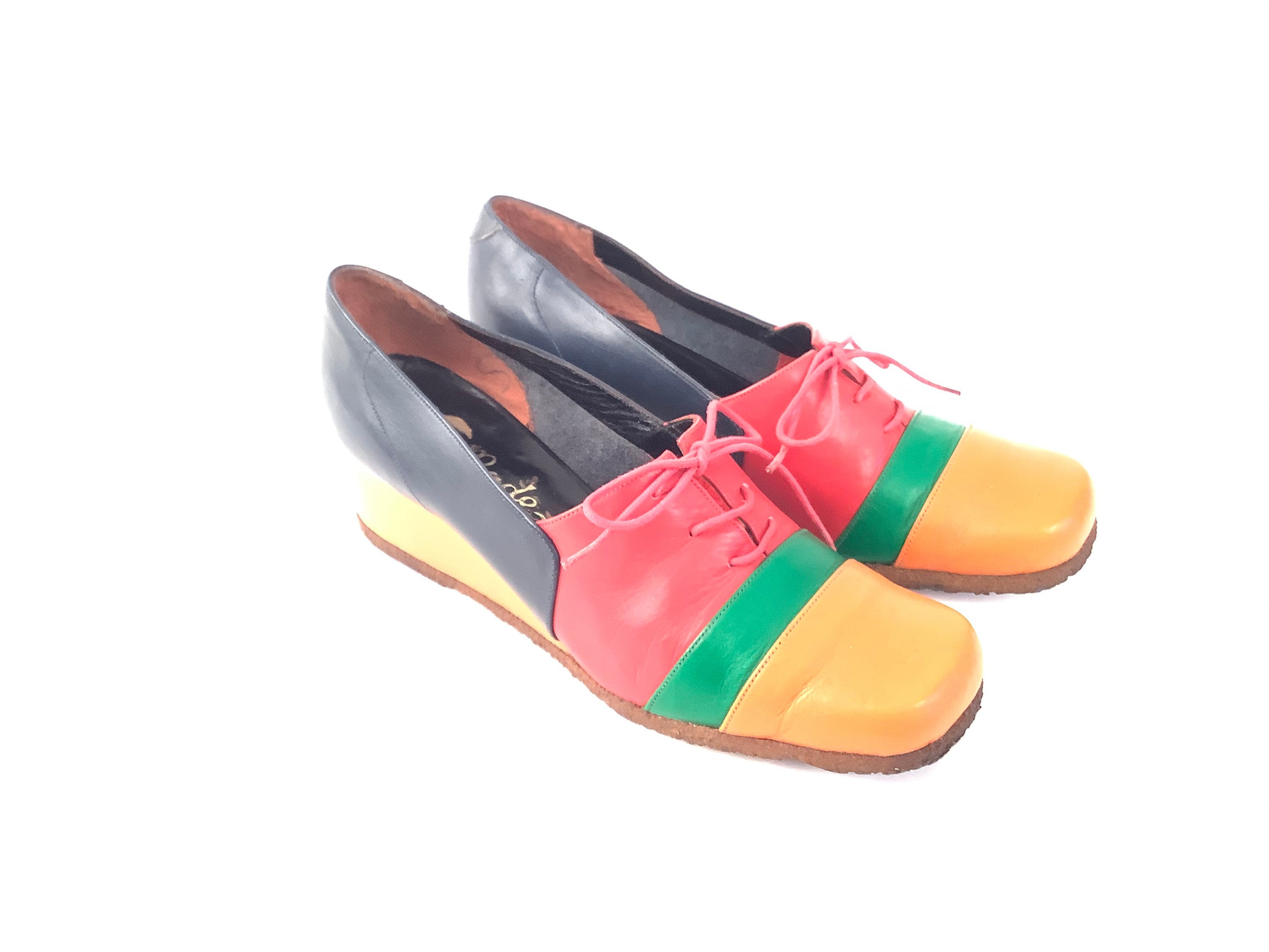 Rare Gum Shoe Loafers Color Block Mod 80s Funky Retro Vintage Size 7 ...