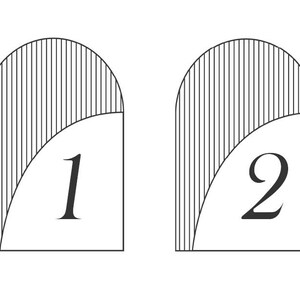 Striped Modern Arch Table Numbers, Lined Arch Vintage Printable Table ...