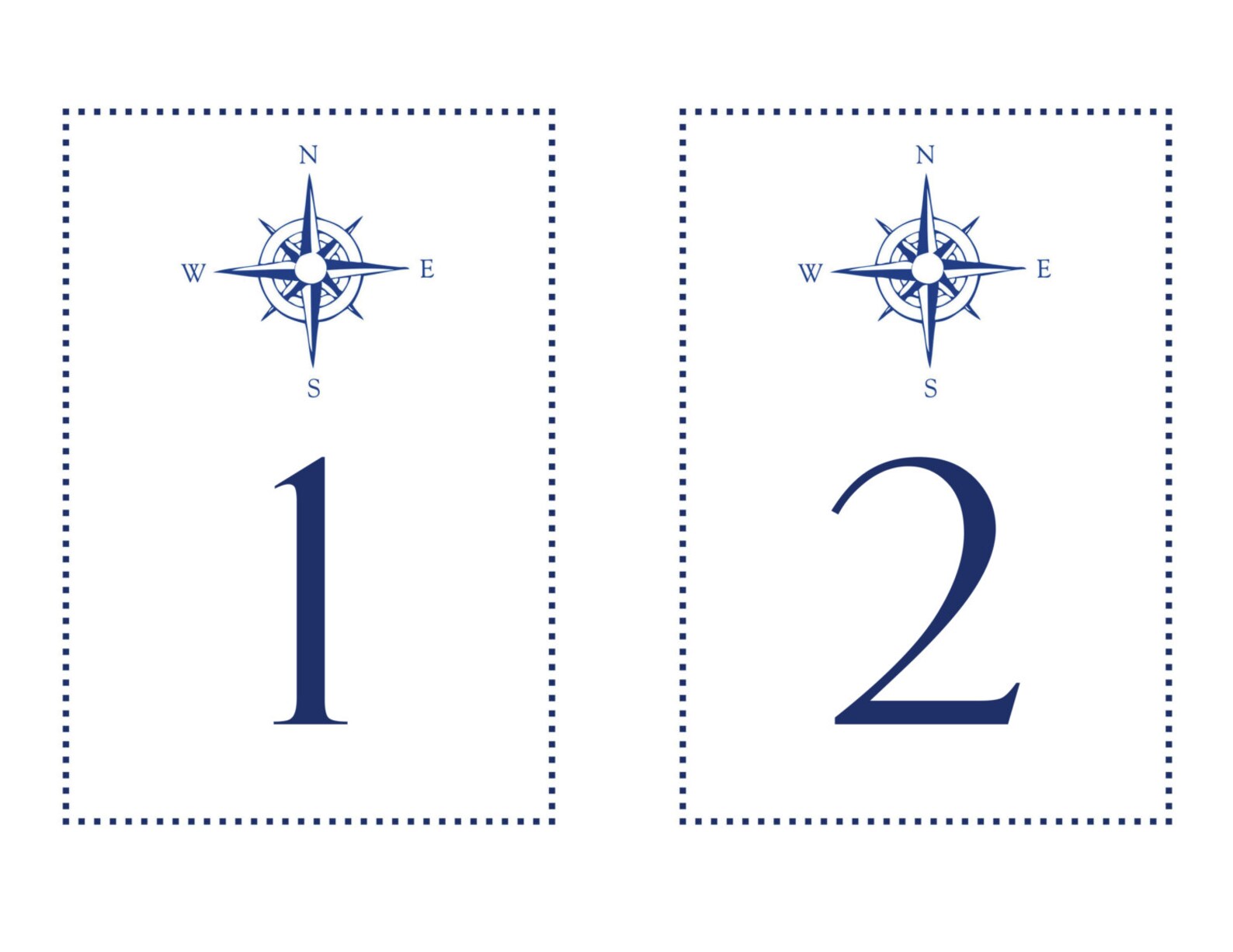Compass Table Numbers, Nautical, Beach, Seaside, Navy Blue Table ...