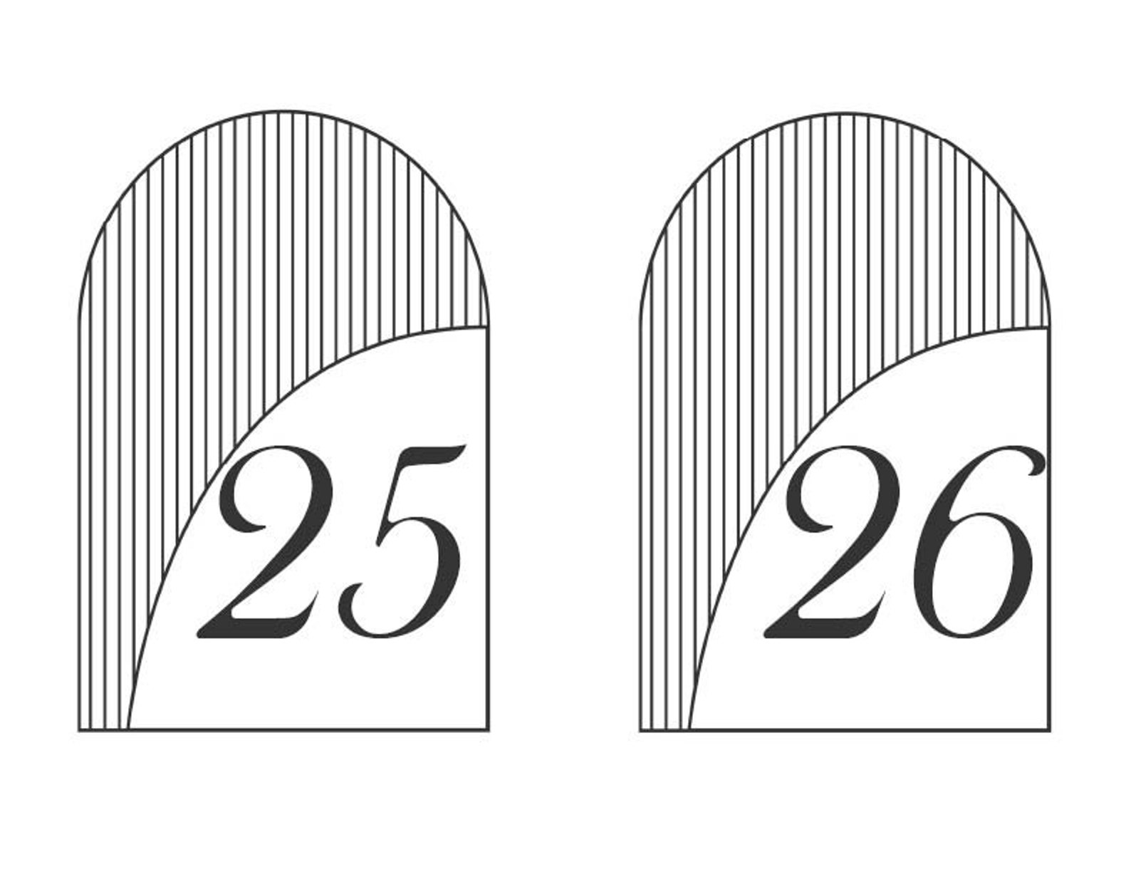 Striped Modern Arch Table Numbers, Lined Arch Vintage Printable Table ...