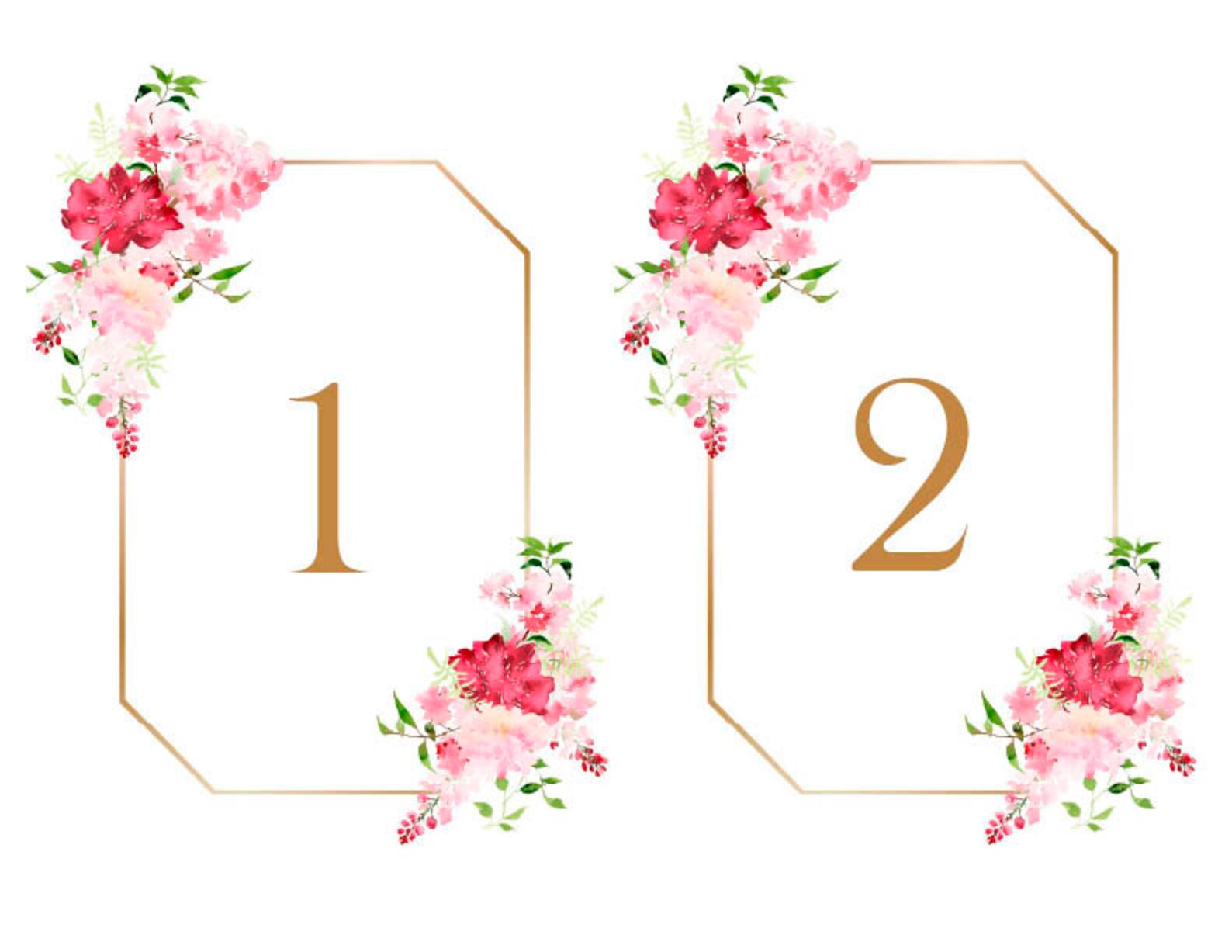 Pink Peony Table Numbers, Blush and Gold Table Numbers, Wedding Decor ...