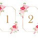 Pink Peony Table Numbers, Blush and Gold Table Numbers, Wedding Decor ...