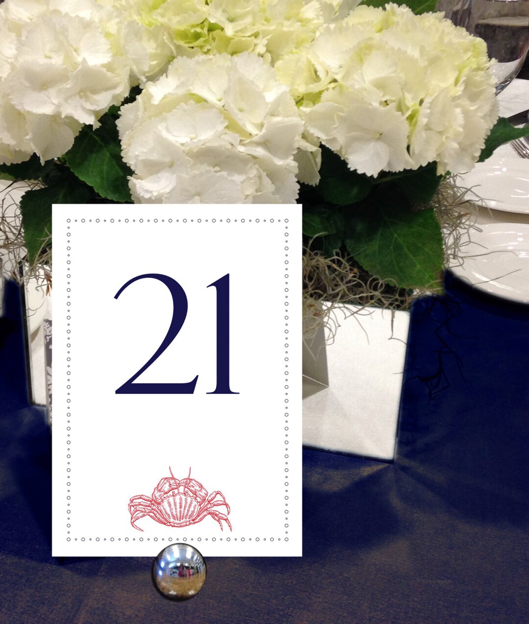 Nautical Table Numbers, Crab, Navy and Red Table Numbers, Beach Wedding ...