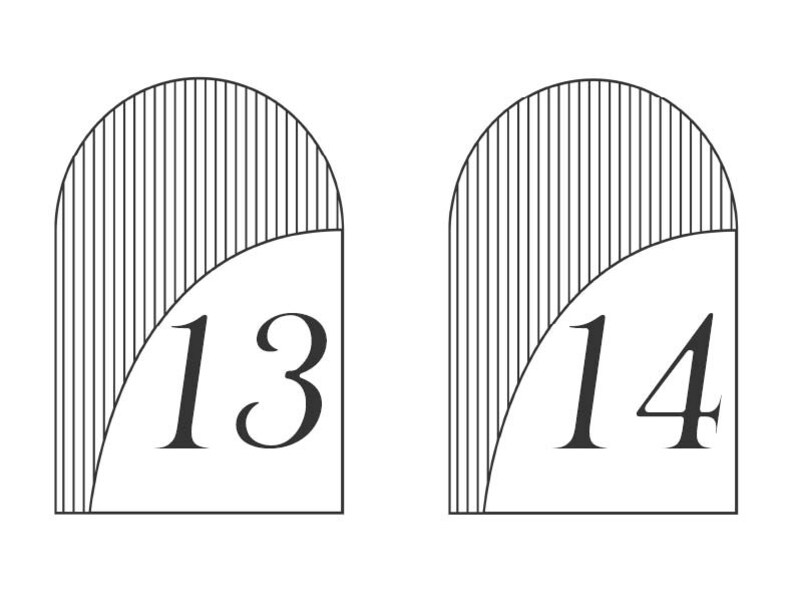 Striped Modern Arch Table Numbers, Lined Arch Vintage Printable Table ...