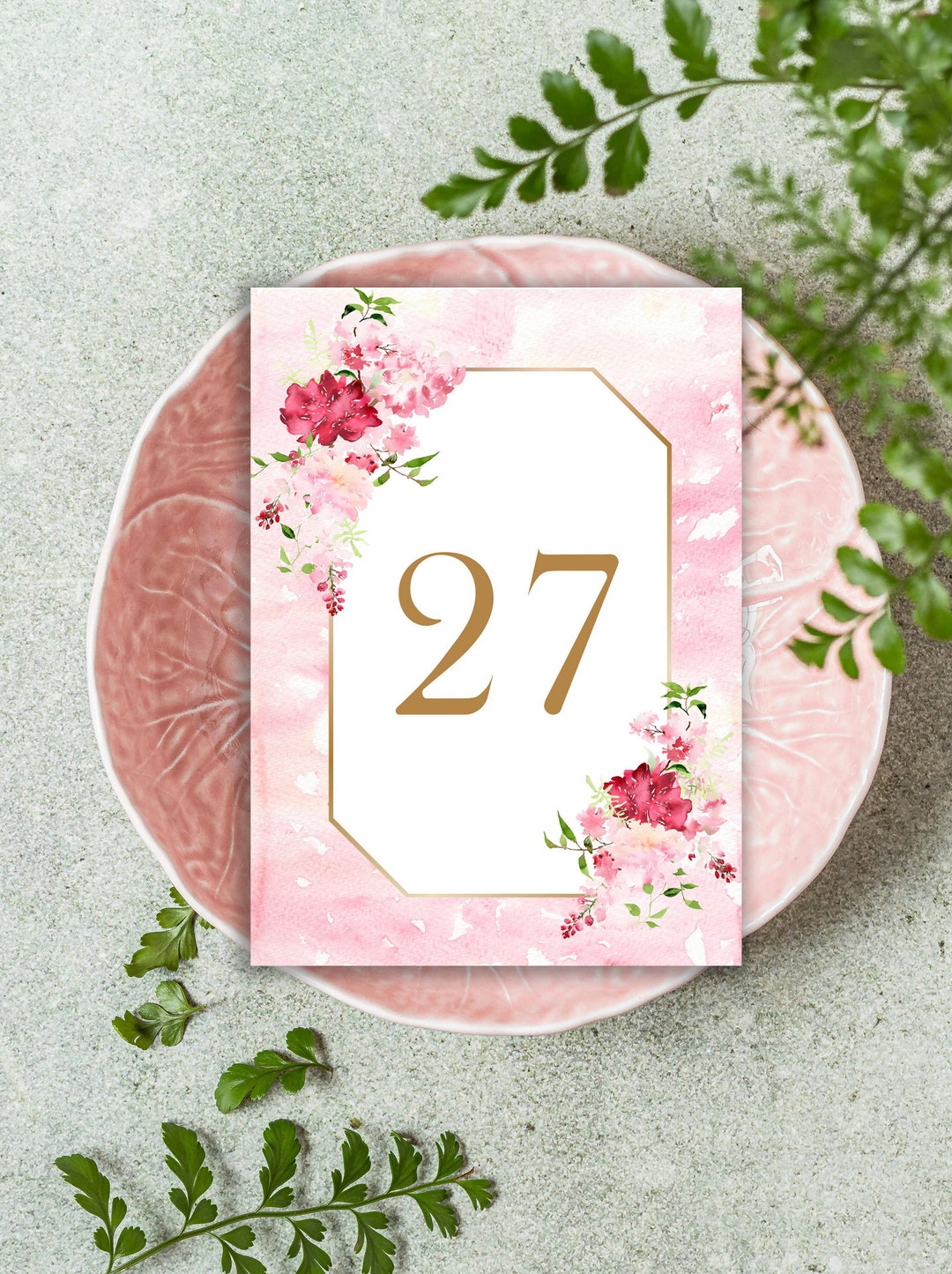 Pink Floral Table Numbers, Blush and Gold Table Numbers, Wedding Decor ...