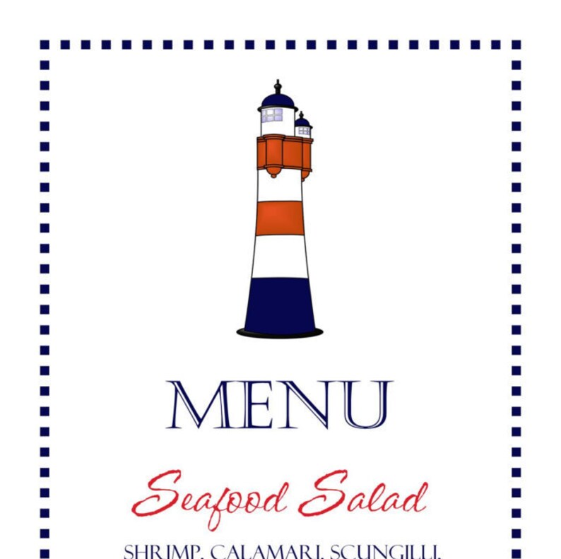 Lighthouse Menu Nautical Menu Beach Menu Shore Wedding | Etsy