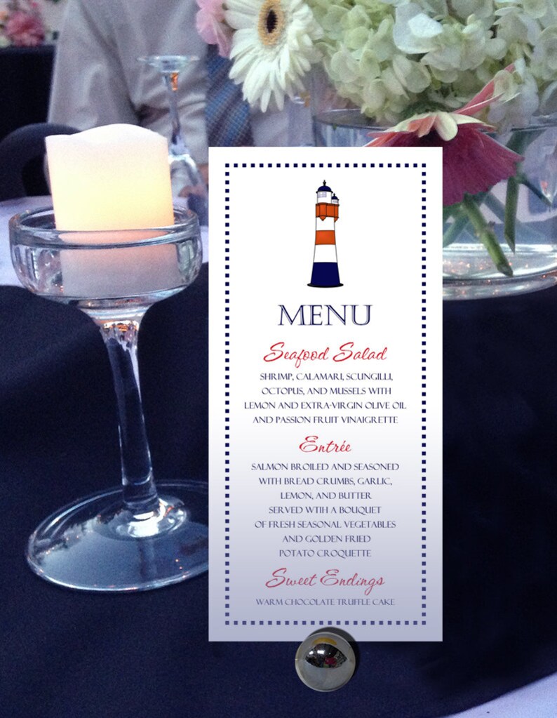 Lighthouse Menu Nautical Menu Beach Menu Shore Wedding | Etsy