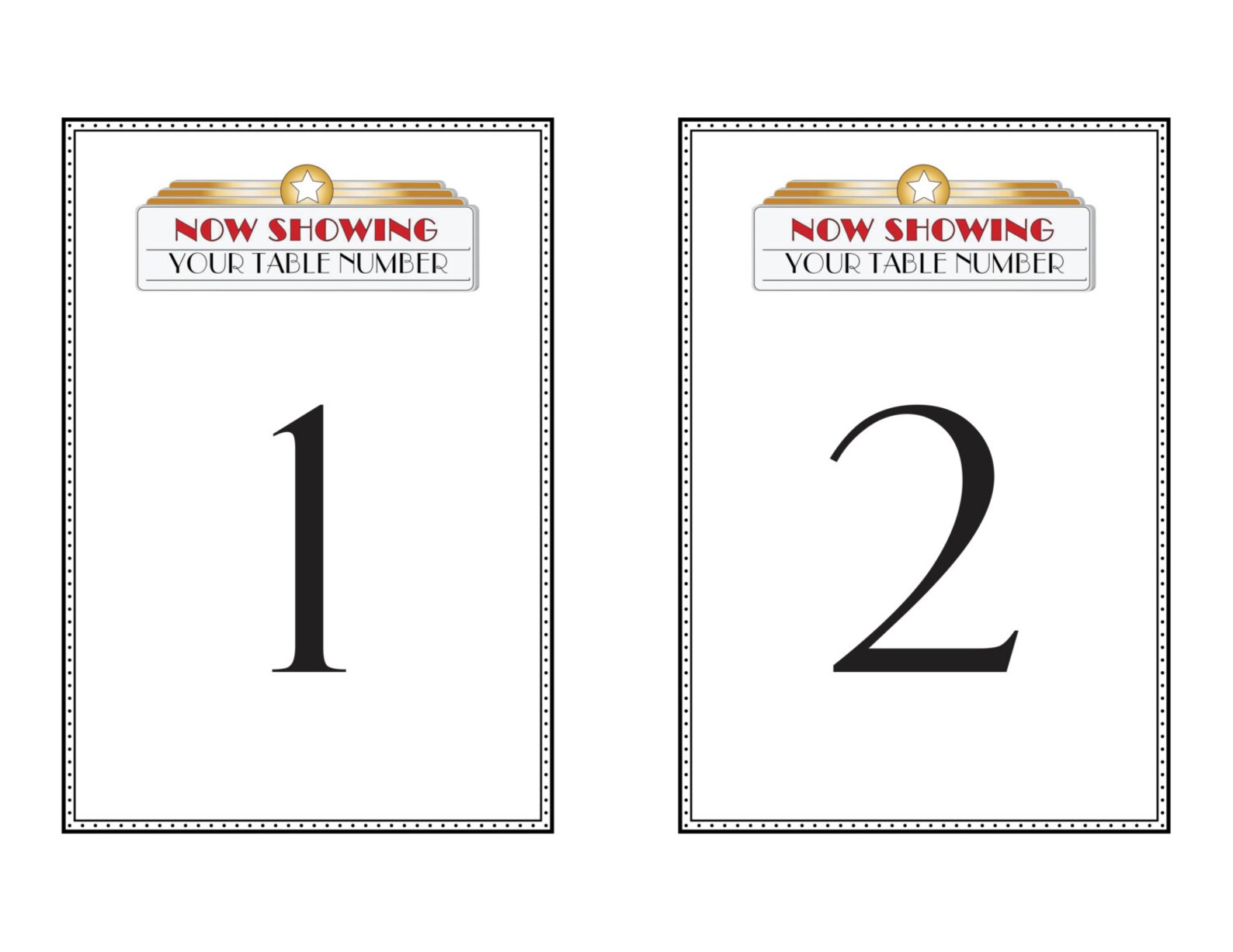 Movie Sign Table Numbers, Marquee Table Numbers, Hollywood Table ...