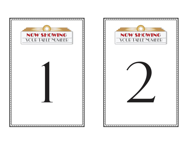 Movie Sign Table Numbers, Marquee Table Numbers, Hollywood Table ...