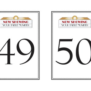 Movie Sign Table Numbers, Marquee Table Numbers, Hollywood Table ...