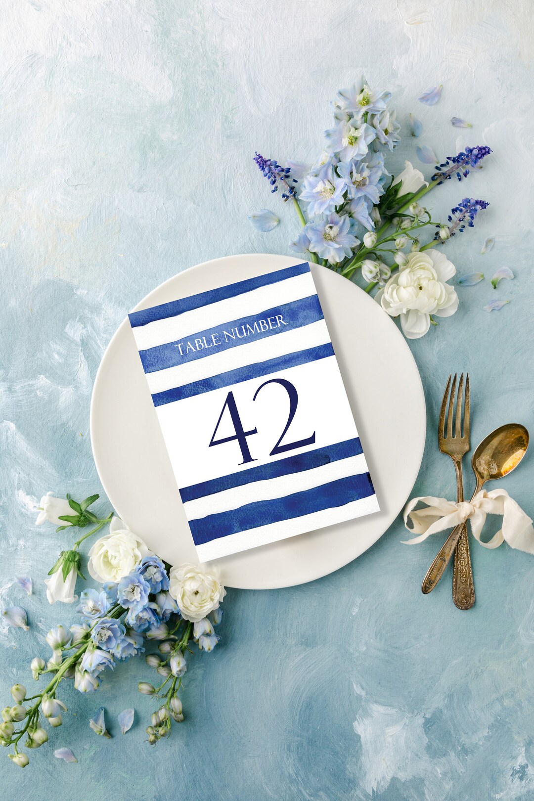 Nautical Navy Striped Wedding Table Numbers (instant Download) - Etsy