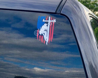 Lineman Electrician Linemen Power Pole Work Truck Car Truck Window ...