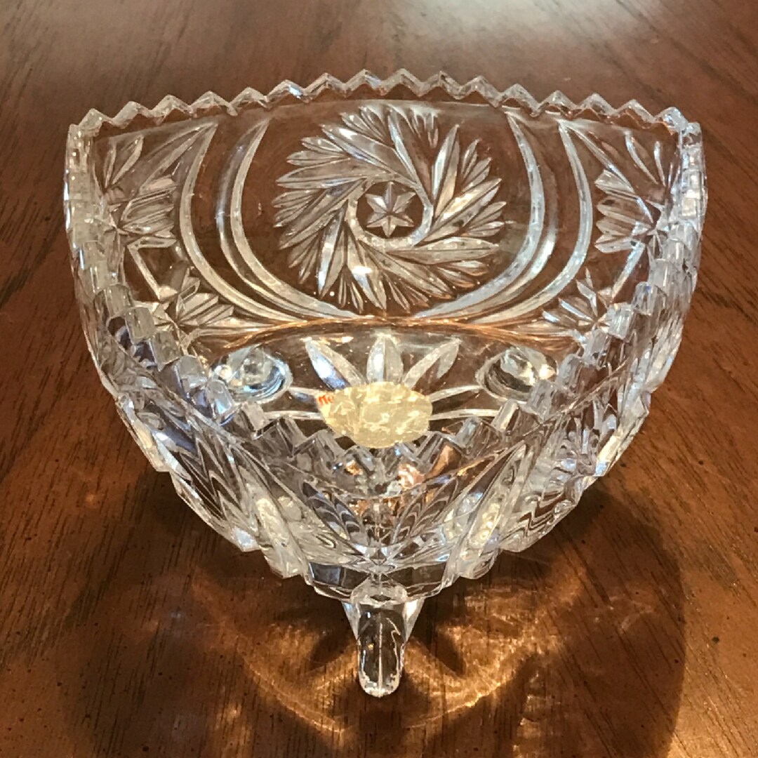 Vintage Clear Glass Footed Triangle Candy Dish - Etsy