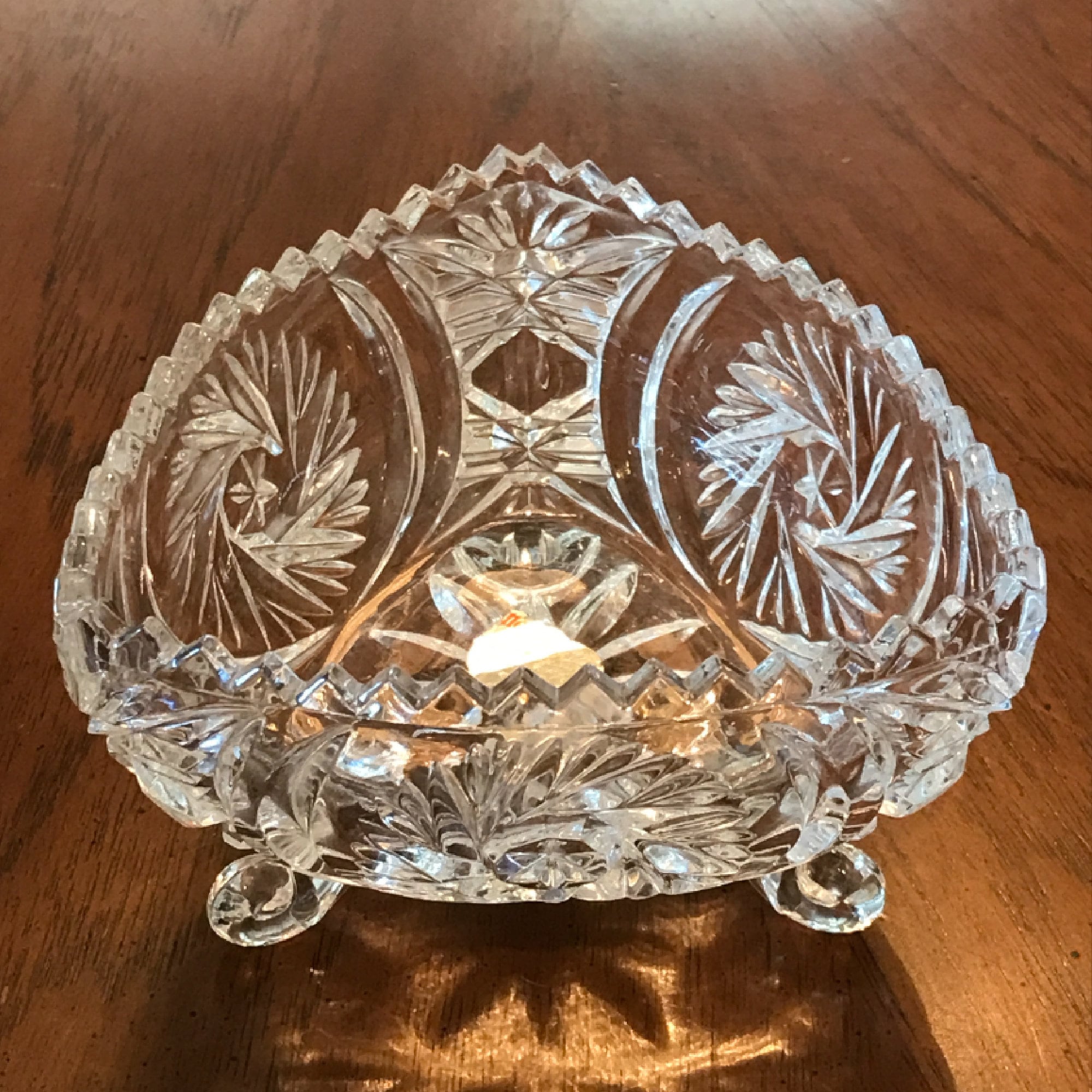Vintage Clear Glass Footed Triangle Candy Dish - Etsy