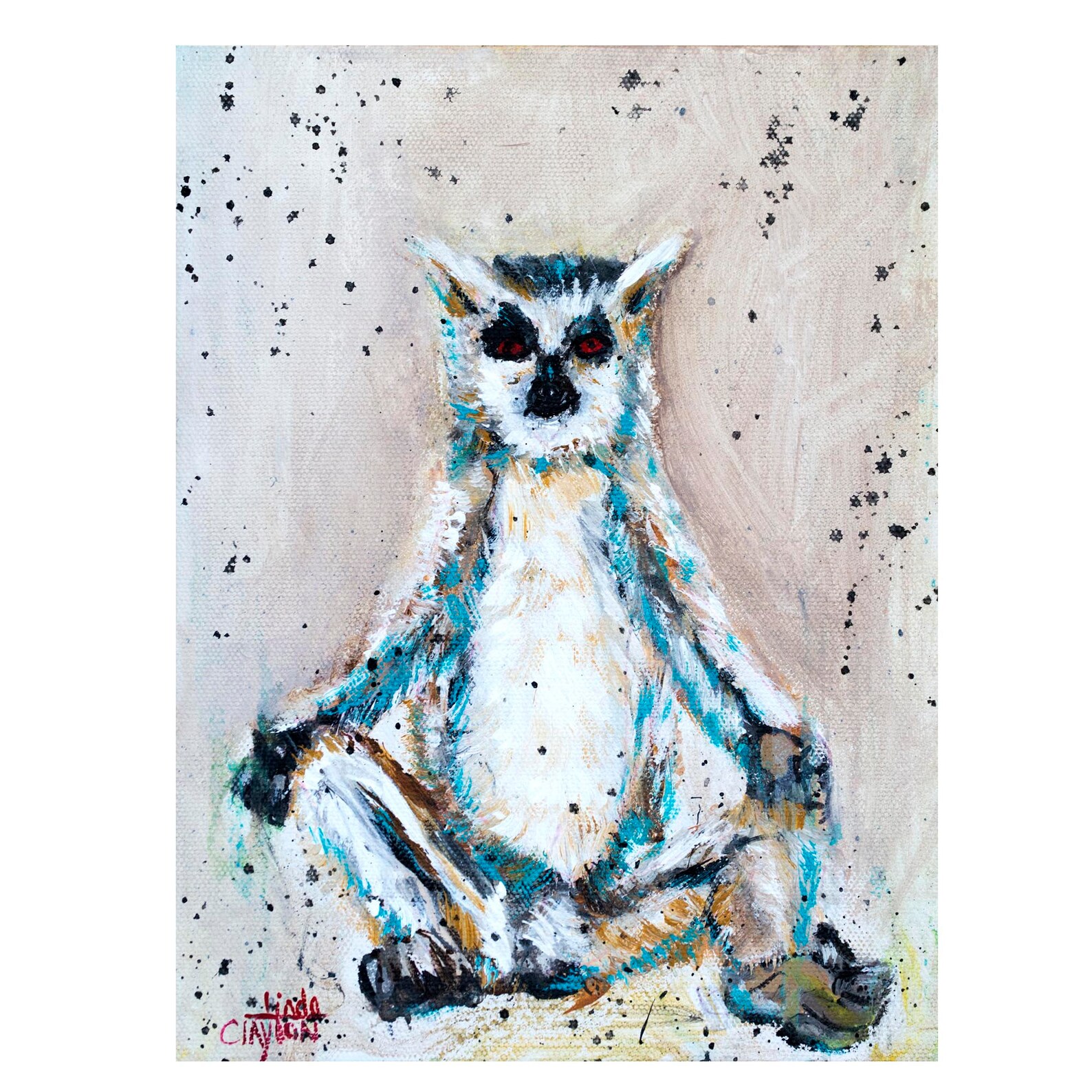 Lemur, Blue, Linda Clayton Art, Zen, Yoga, Cute, Ohm, Silly, Funny ...