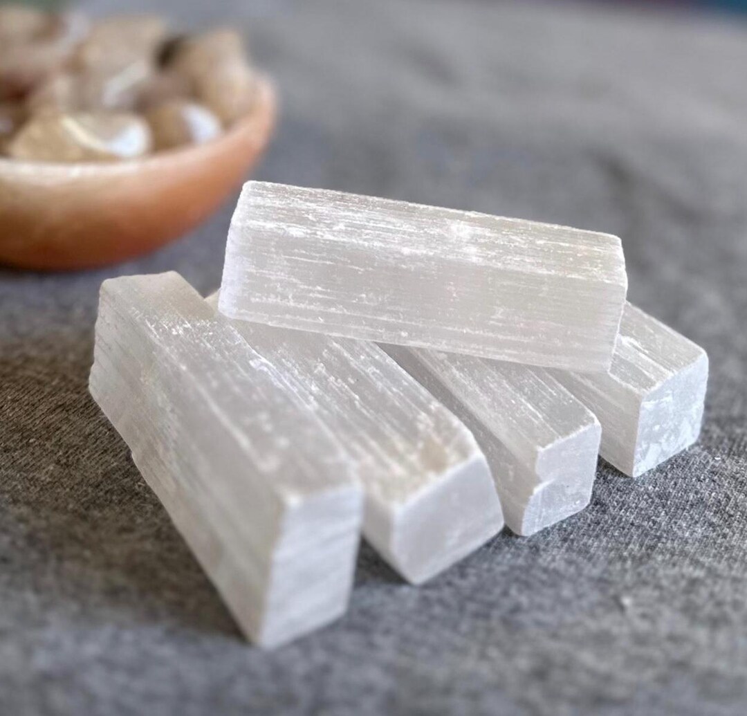 6 Cm Selenite Satin Spar Log - Etsy