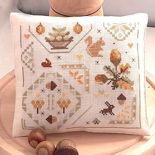 Cross Stitch Primitive Quaker PDF Autumn Pattern Chart - Etsy