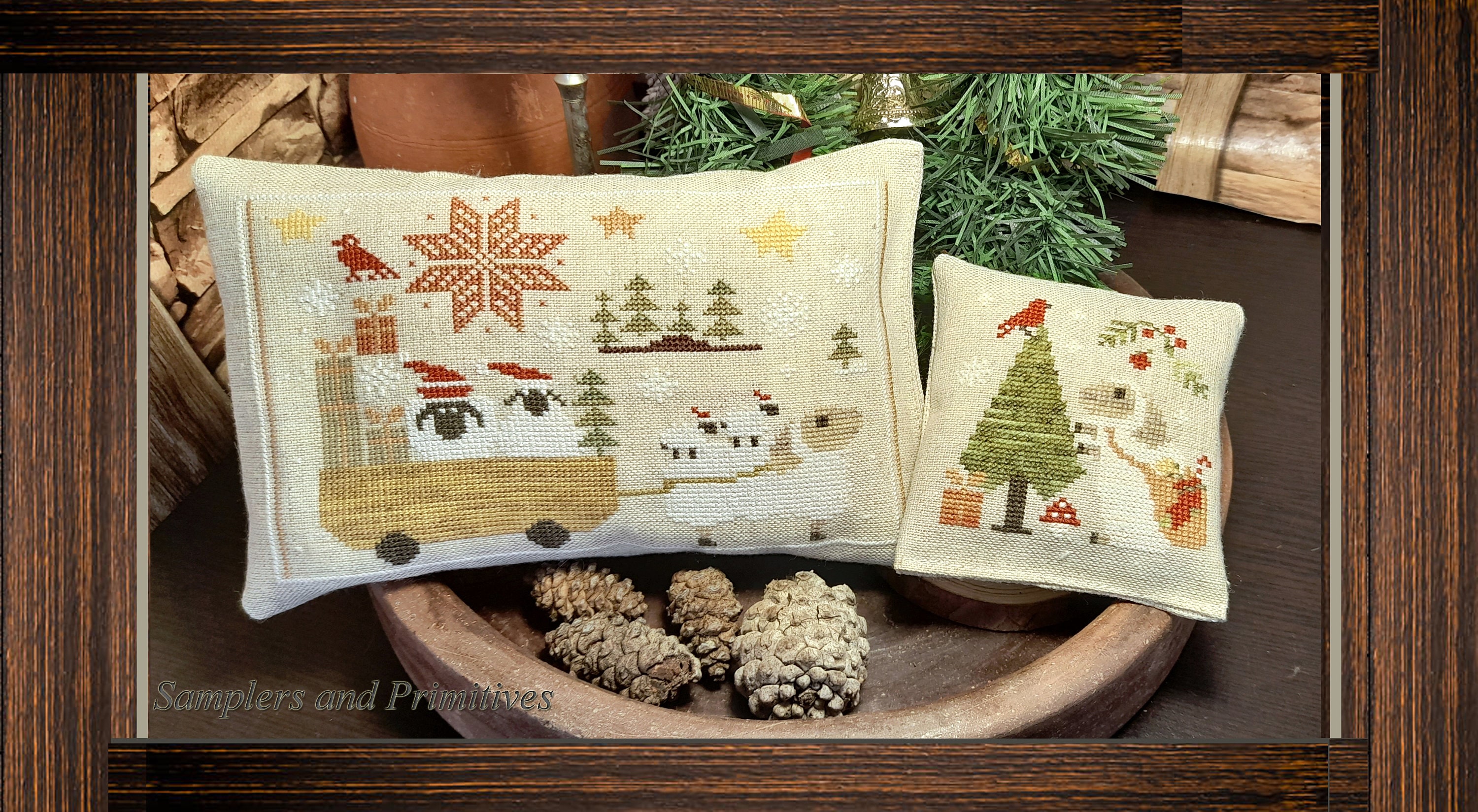 Primitive Christmas cross stitch pattern pdf download | Etsy