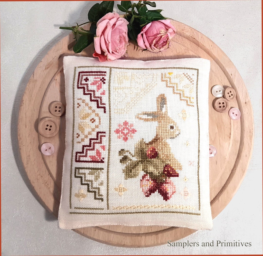 Cross Stitch Primitive PDF Quaker Pattern Chart, Spring Bunny Cross ...