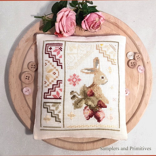Cross Stitch Primitive PDF Quaker Pattern Chart Spring Bunny - Etsy