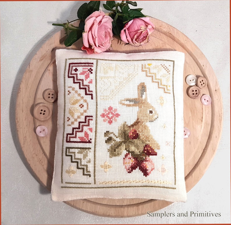 Cross Stitch Primitive PDF Quaker Pattern Chart, Spring Bunny Cross ...