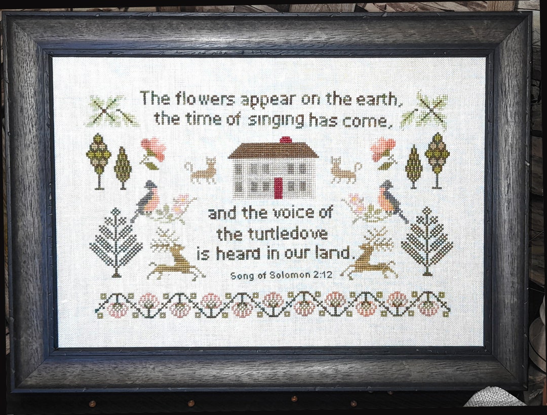 Bible Verse Cross Stitch Sampler Pattern, Primitives Reproduction (PDF ...