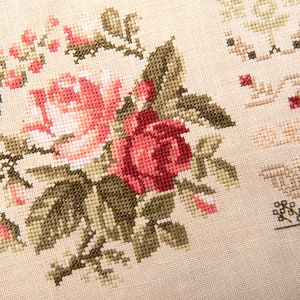 Cross Stitch PDF Rose Band Sampler Pattern Chart, Flower Cross Stitch ...