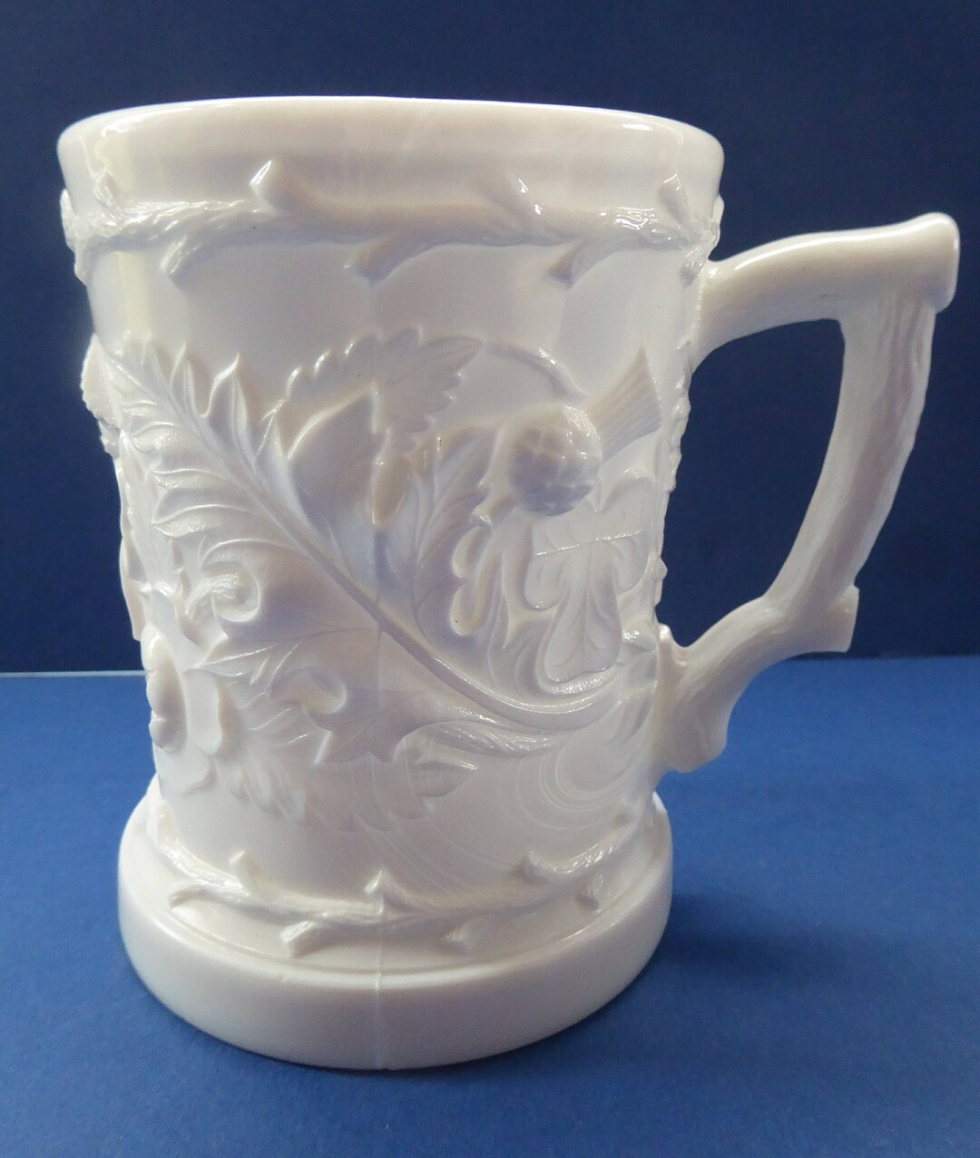 Antique DAVIDSONS Victorian Milk Glass Mugs or Pitchers With Thistle ...
