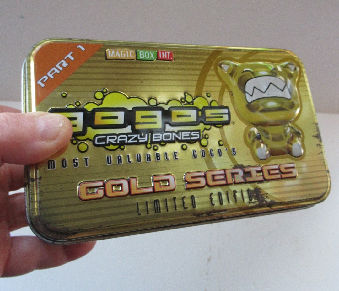 Rare JAPANESE Gogos Vintage Gold Tin With 54 Random Little CRAZY ONES ...