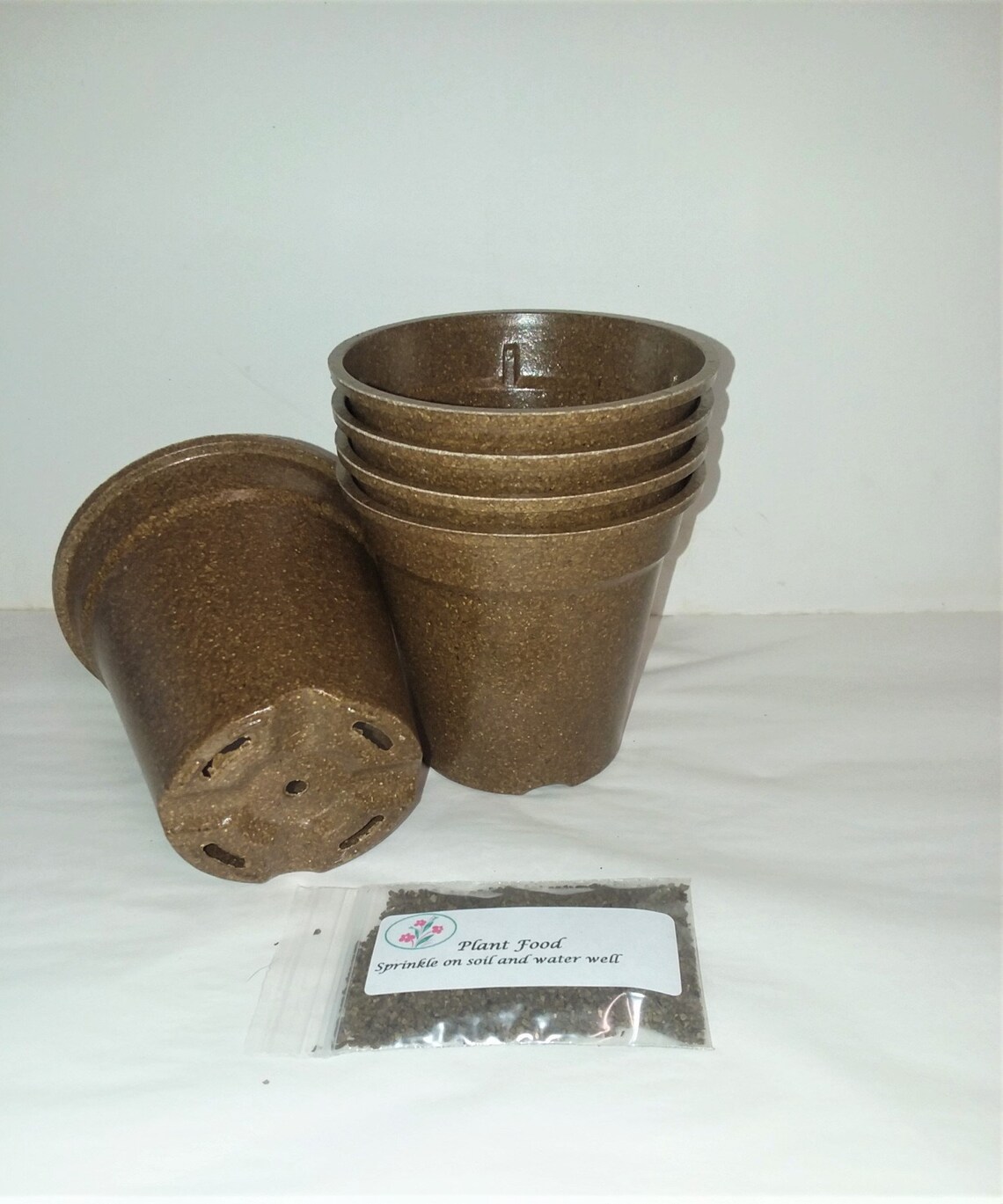 Five Eco- Friendly Rice Hull Pots. 3.5 Inch Diameter 3.3 Inches Deep ...