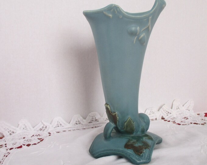 Weller Vase, Blue Weller Vase, Weller Vase With Oak Leaves and Acorns ...