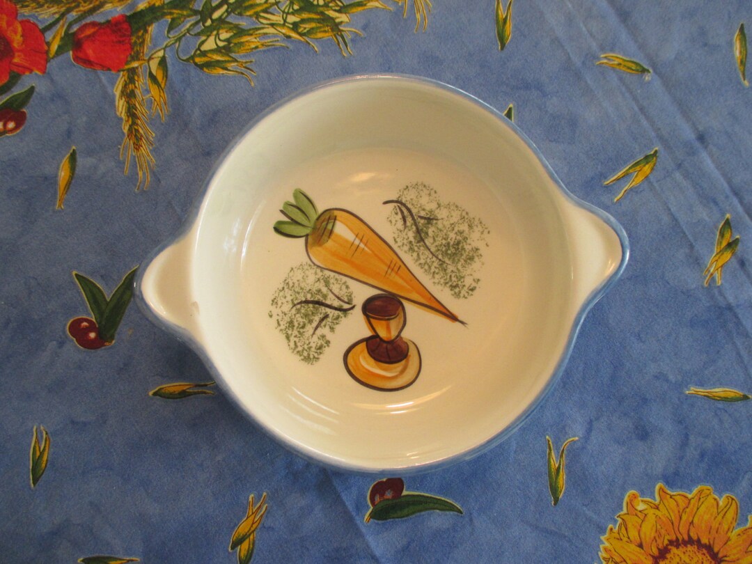 Vintage Serving Bowl With Hand Painted Veggies, Ceramic Bowl, Unique ...