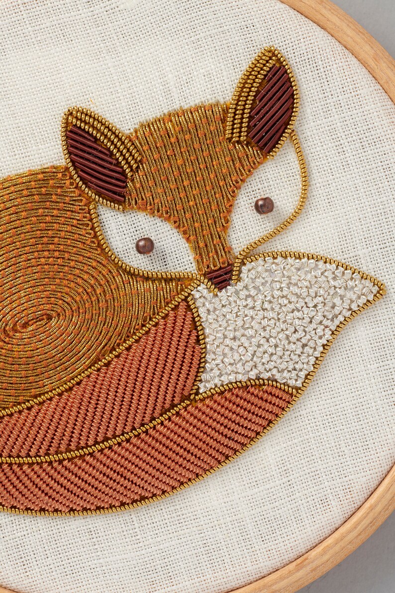 Metalwork Embroidery Fox Kit - Etsy UK