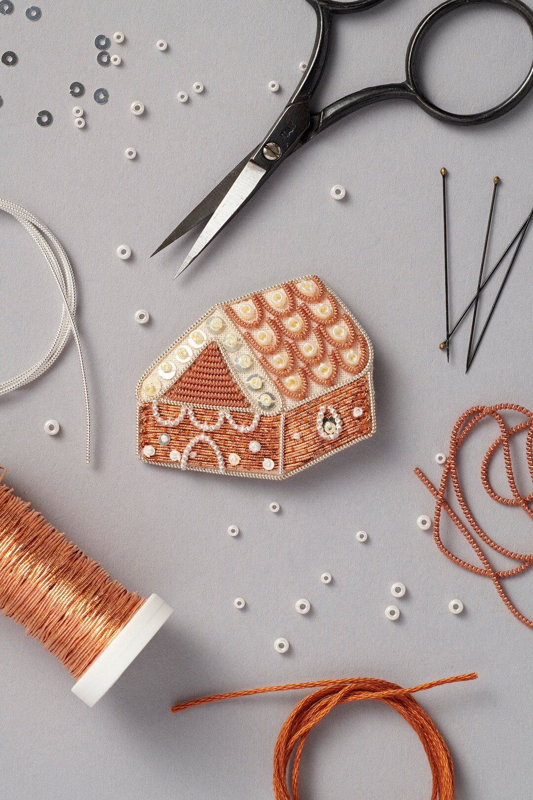 Metalwork Embroidery Gingerbread House Kit - Etsy