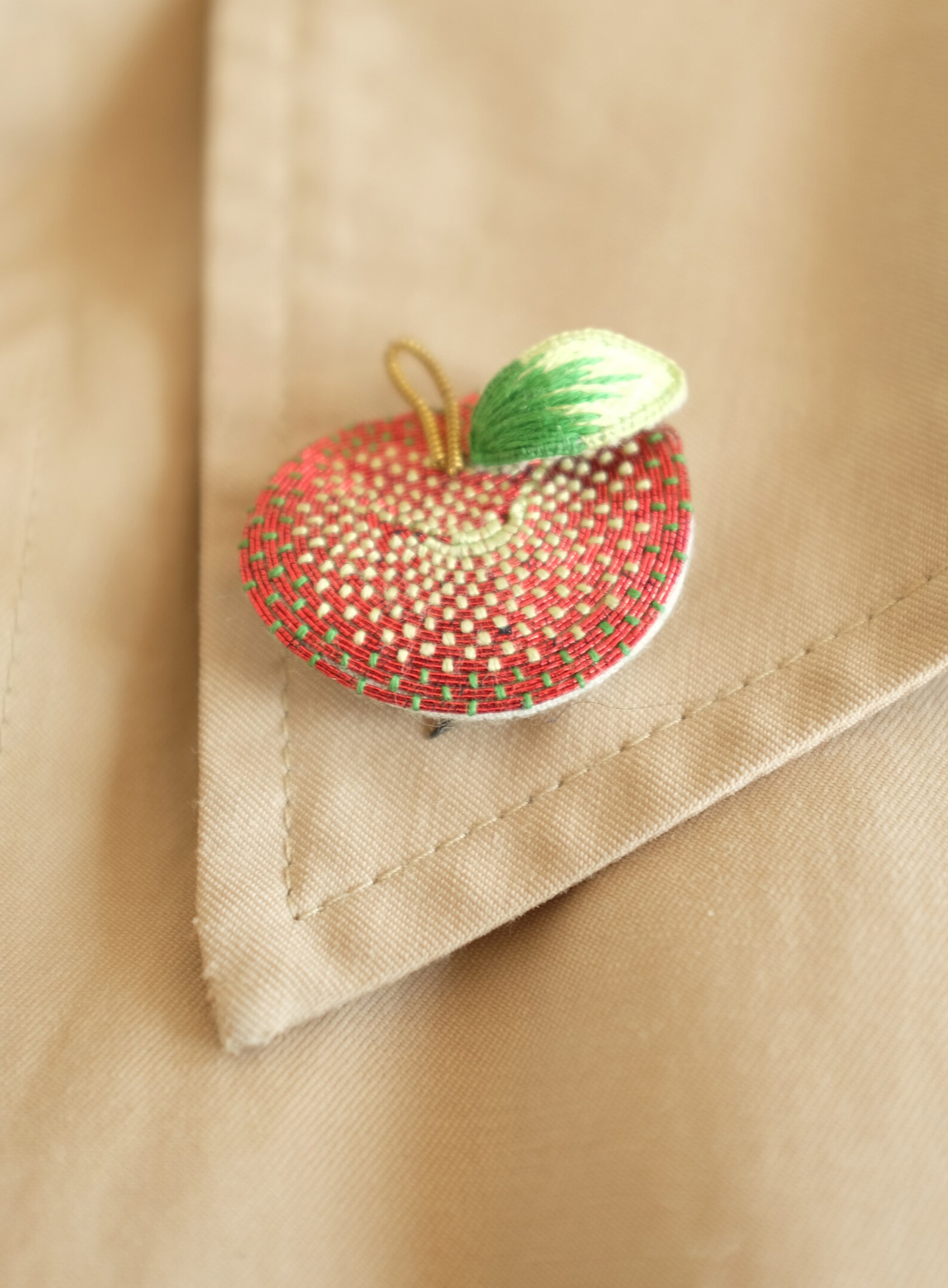 Metalwork Embroidery Apple Brooch - Etsy