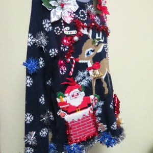 Festive Reindeer Tacky Ugly Christmas Sweater Funny Sweater, Womens ...