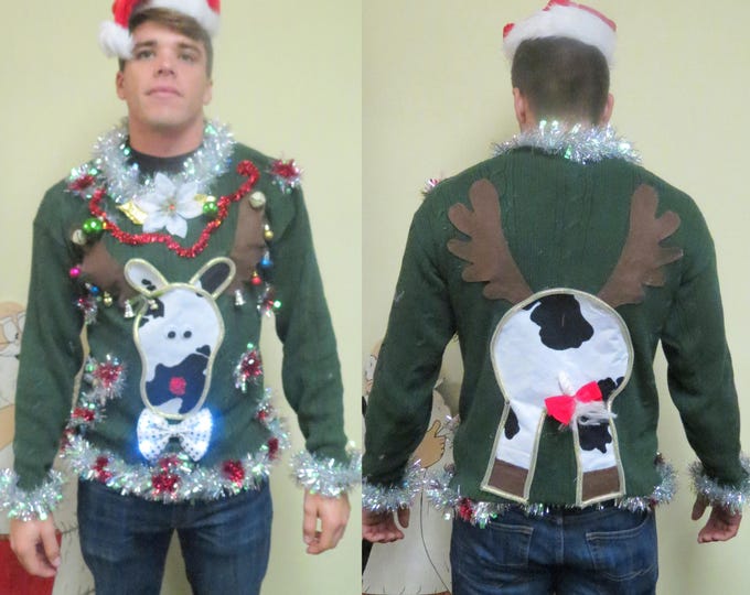 Custom Made to Order Homemade Funny 3-D Hysterical Cow Spotted Reindeer ...