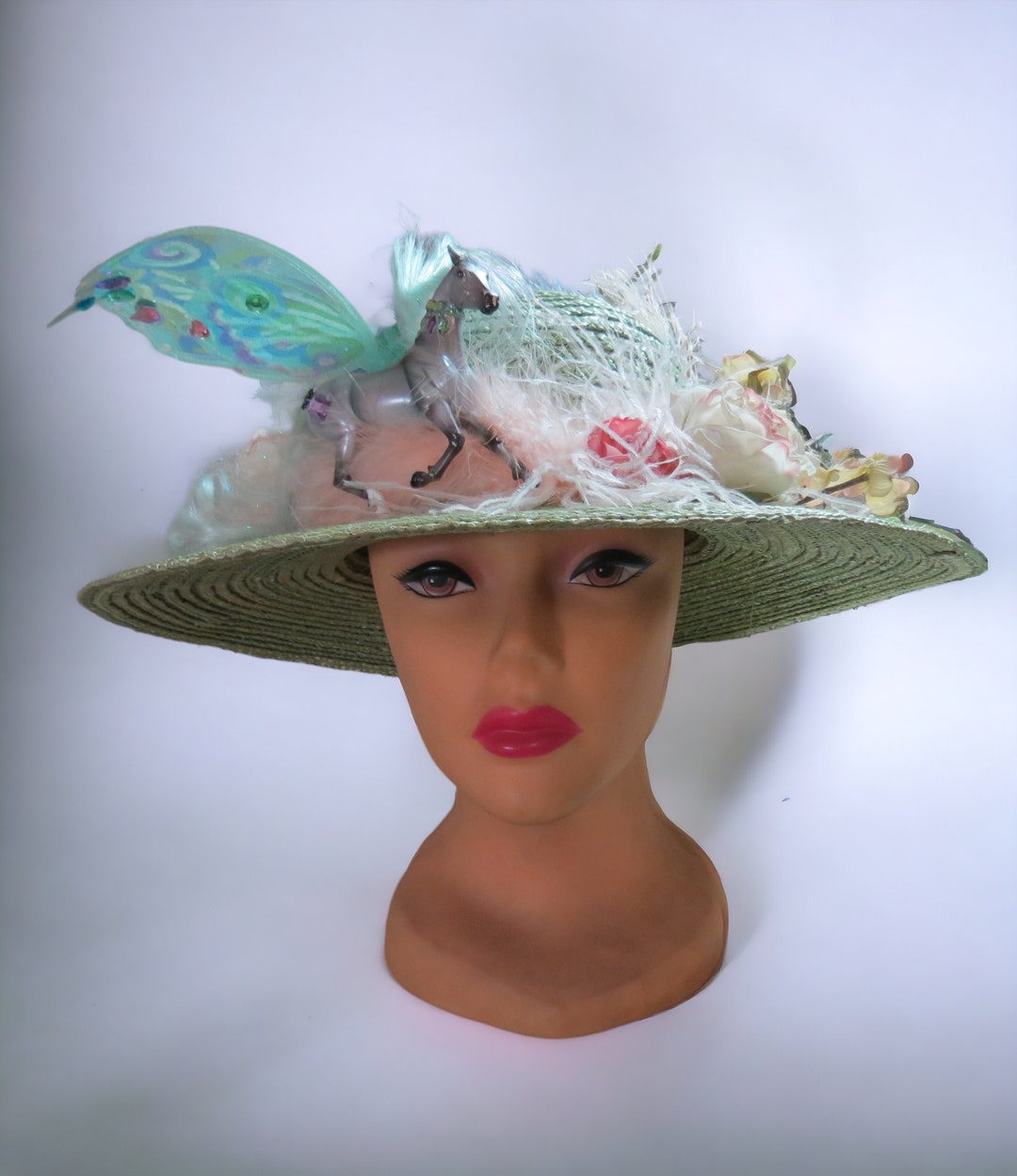 Flutterby Butterfly Horse Hat, Fun and Festive, Horse, Feathers, Kentucky Derby, Tea Party ...