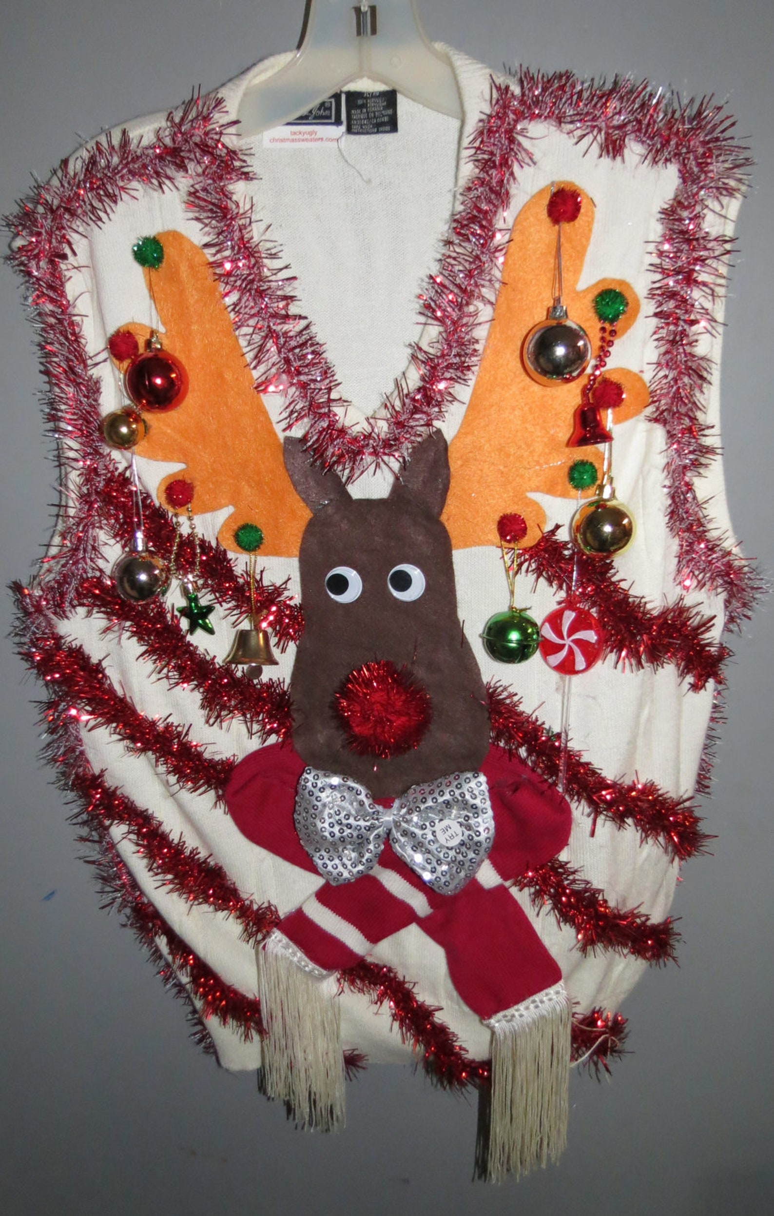 Homemade Custom 3-D Hysterical Reindeer Tacky Ugly Christmas Sweater ...