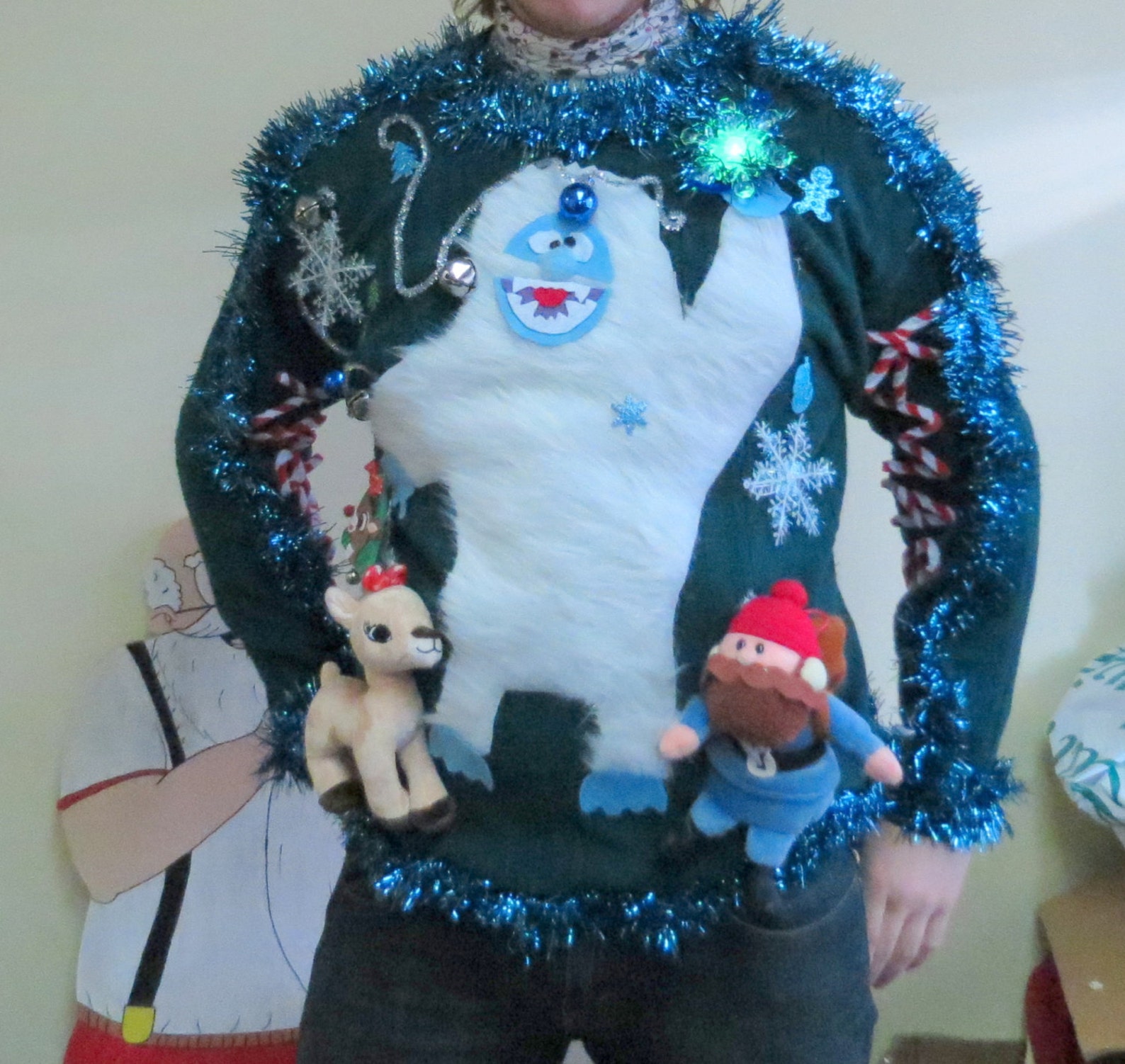 Custom 3-D Furry Fuzzy the Abominable Snowman Tacky Ugly Christmas ...
