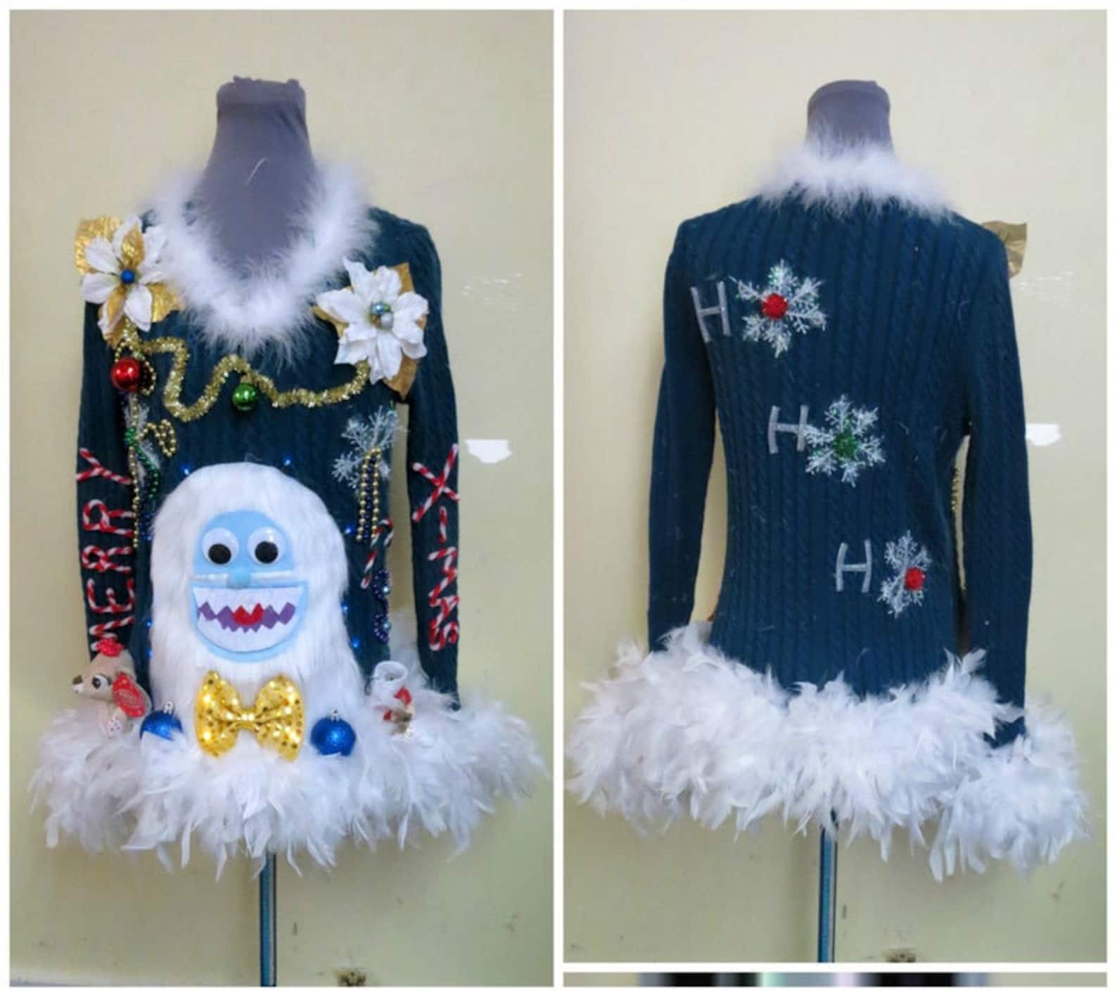 Yeti Abominable Snowman Sweater, Tacky Ugly Christmas Sweater, Gorgeous ...