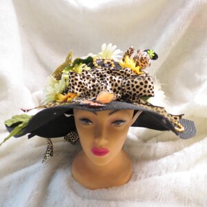 Leopard Black Straw Hat, Fun and Festive, Kentucky Derby, Tea Party ...