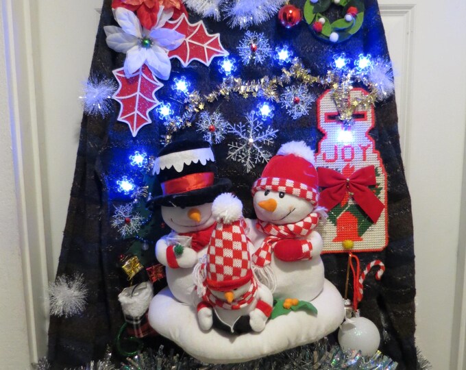 Hysterical Animated Snowmen Tacky Ugly Christmas Sweater Mens or Womens ...