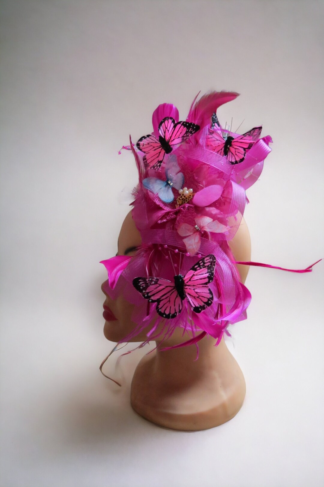 Fascinator Hat, Butterflies Hot Pink Kentucky Derby, Tea Party Hat ...