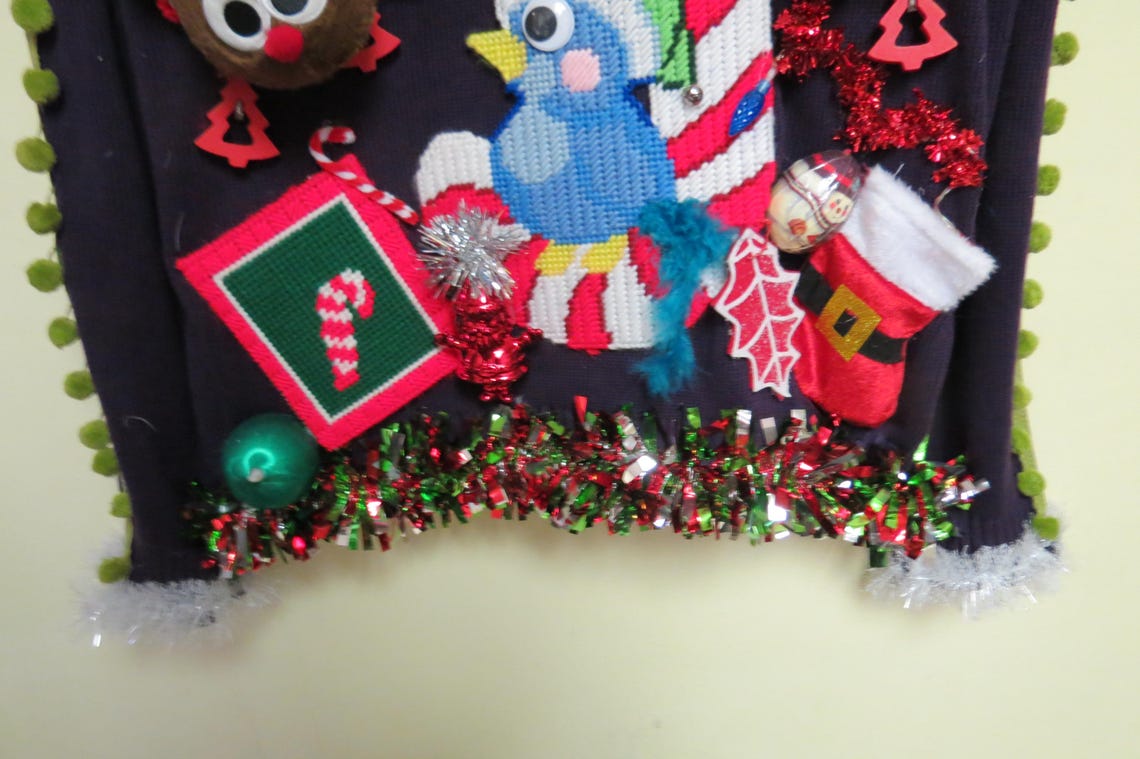 Festive Frock Tacky Ugly Christmas Sweater Hodge Podge of Christmas ...